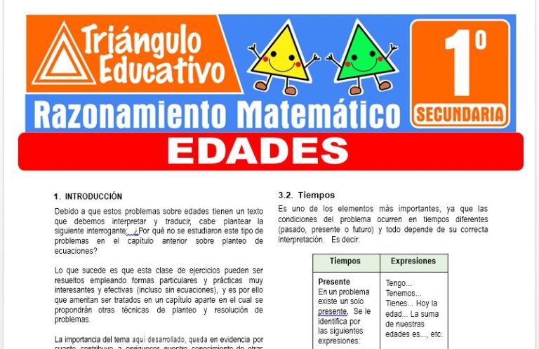 Edades para Primero de Secundaria – Fichas GRATIS