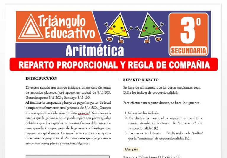 Reparto Proporcional y Regla de Compañía para Tercero de Secundaria ...