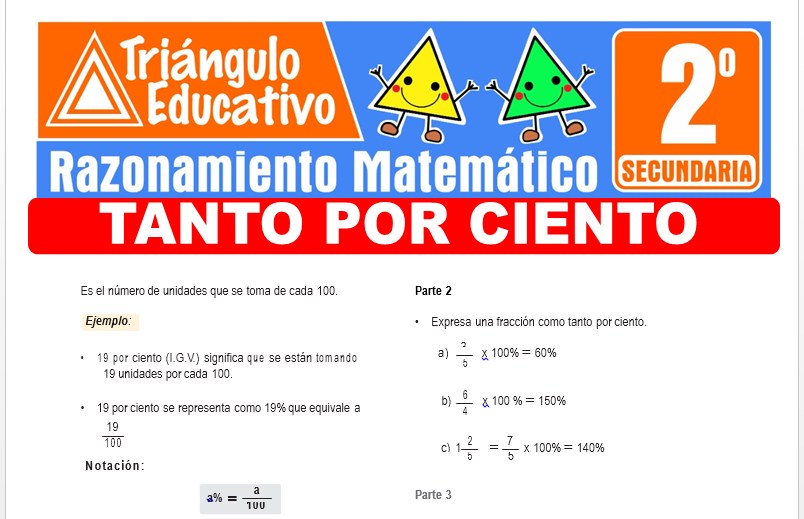 Tanto Por Ciento Para Segundo De Secundaria Fichas GRATIS